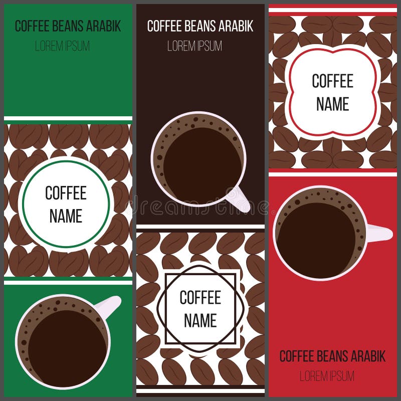 Vector Set of Coffee Bean Labels, Design Elements and Seamless Patterns ...