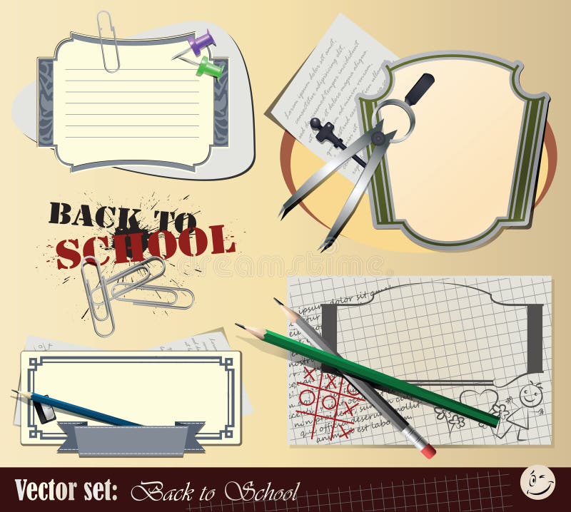 Vector Set: Collection Back To School Stock Vector - Illustration of ...
