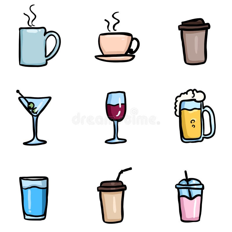 Vector Set of Color Drinks Icons Stock Vector - Illustration of graphic ...