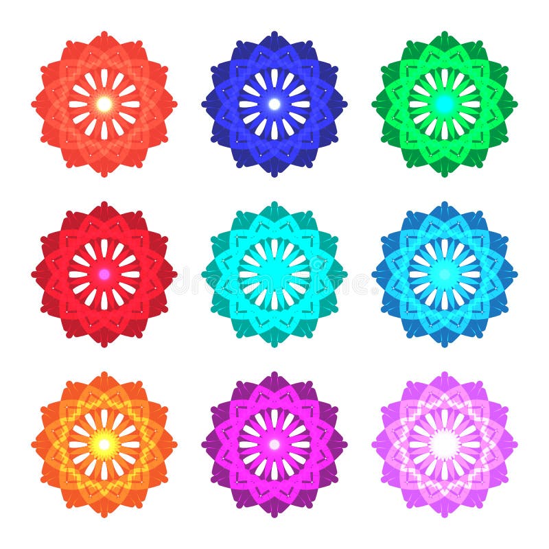 Vector Set of Color Mandalas Stock Vector - Illustration of drawing ...