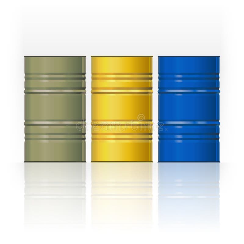 Vector Set Color Steel Barrels Stock Illustration - Illustration of ...