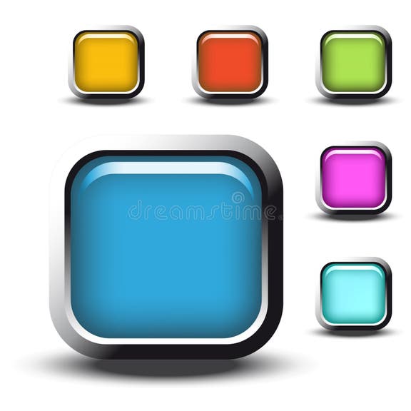 Vector Set of Color Web Buttons Stock Vector - Illustration of metallic ...