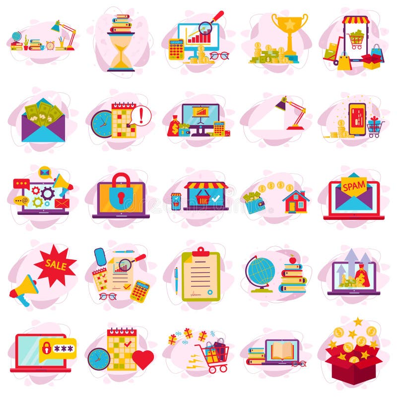 Vector Set of Colored Flat Business Icons. Business Kit. Stock Vector ...