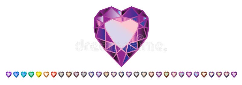 Vector Set of Colored Gem Stones, Heart Diamonds Stock Vector ...