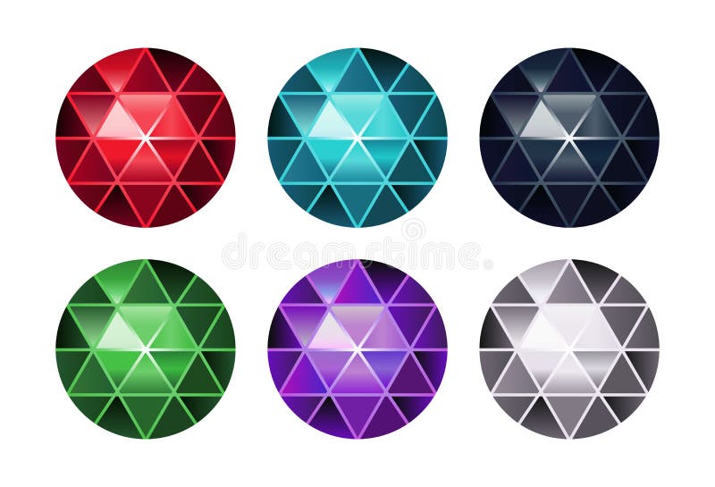 Vector Set of Colored Gem Stones, Round Diamonds on White, Eps10 Stock ...