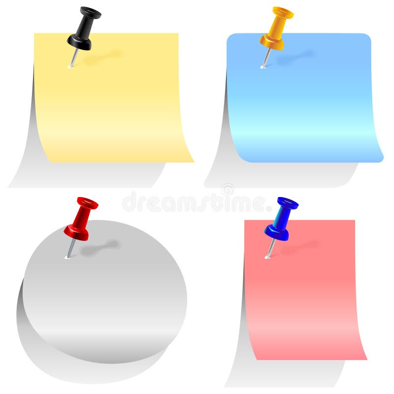 Vector Set of Colored Labels Pinned with Pins Stock Vector ...