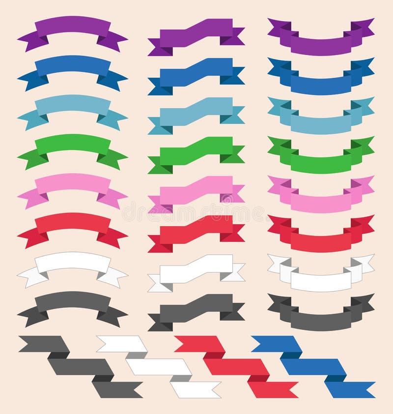 Set of Colored Ribbons or Banners Stock Vector - Illustration of card ...