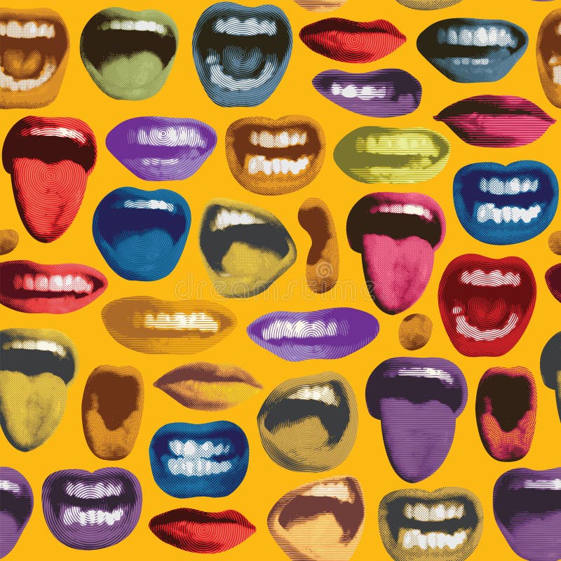 Vector Set of Colored Stickers with Human Mouths Stock Vector ...