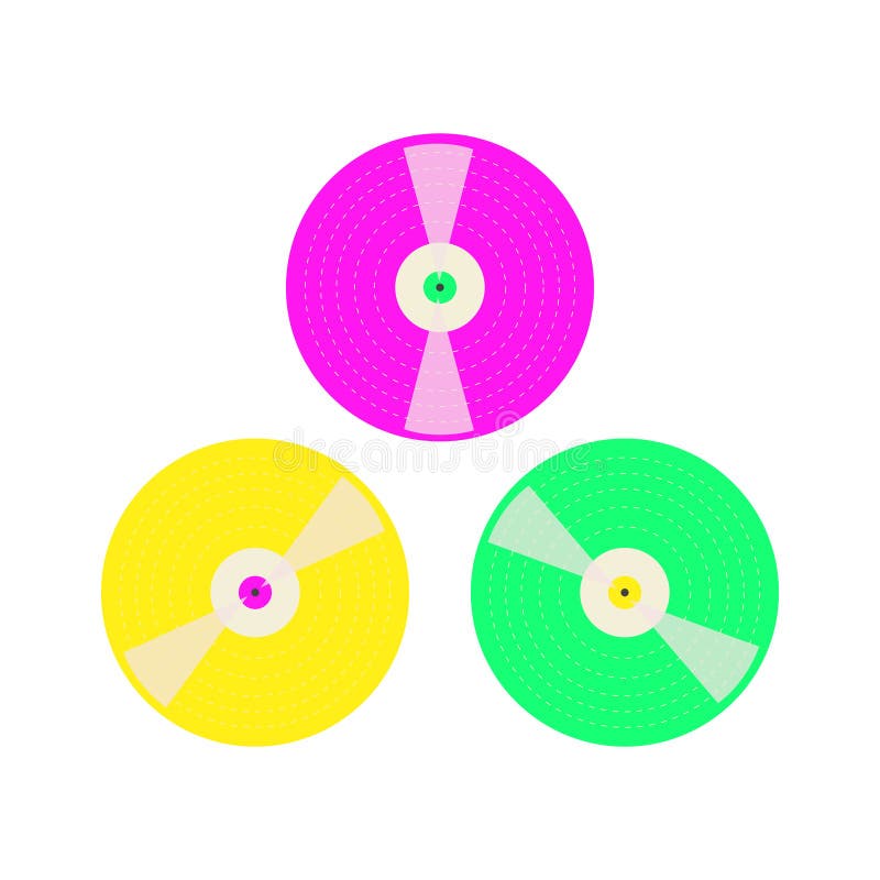Vector Set of Colored Vinyl Records on a White Background. Vinyl Record ...