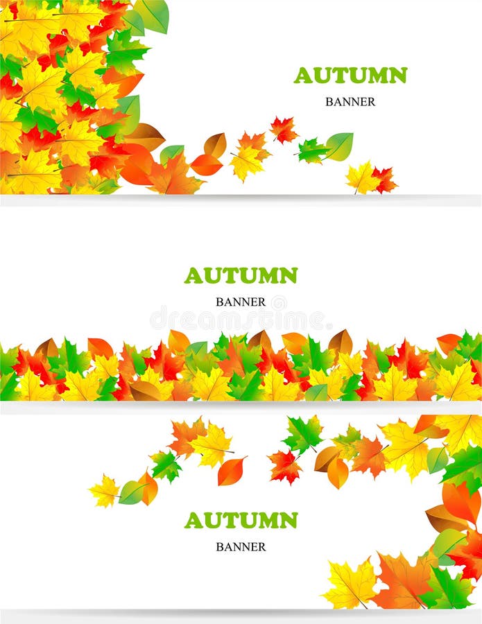 Vector Set of Colorful Autumn Leaves Banners Stock Vector ...