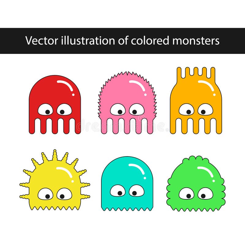 Vector Set of Colorful Cartoon Monsters. Stock Illustration ...
