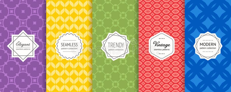 Vector Set of Colorful Geometric Seamless Patterns with Elegant Minimal ...