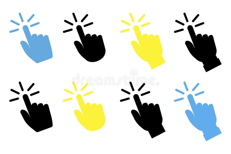Vector Set of Colorful Hand Cursor Icons. Colored Pointers for the ...