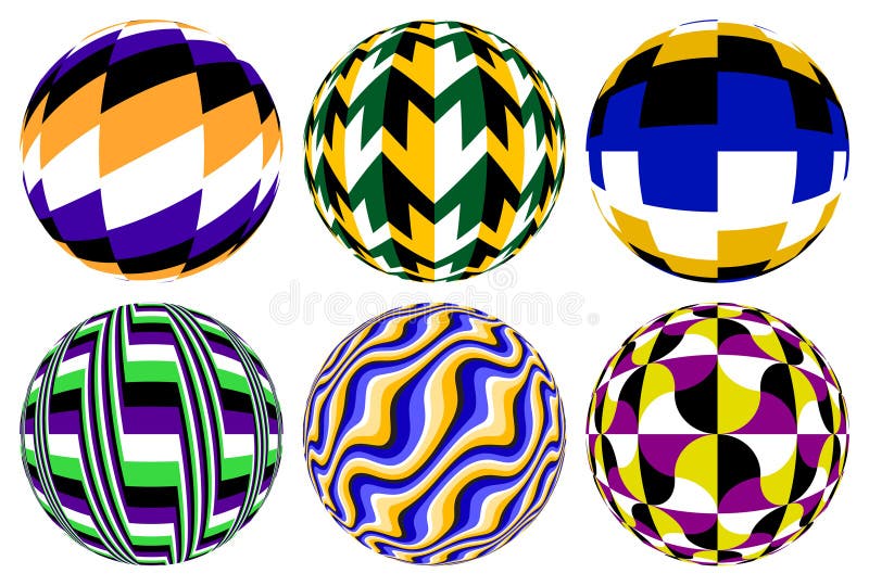 Vector Set of Colorful Patterned Balls for Design. Flat Spheres with ...