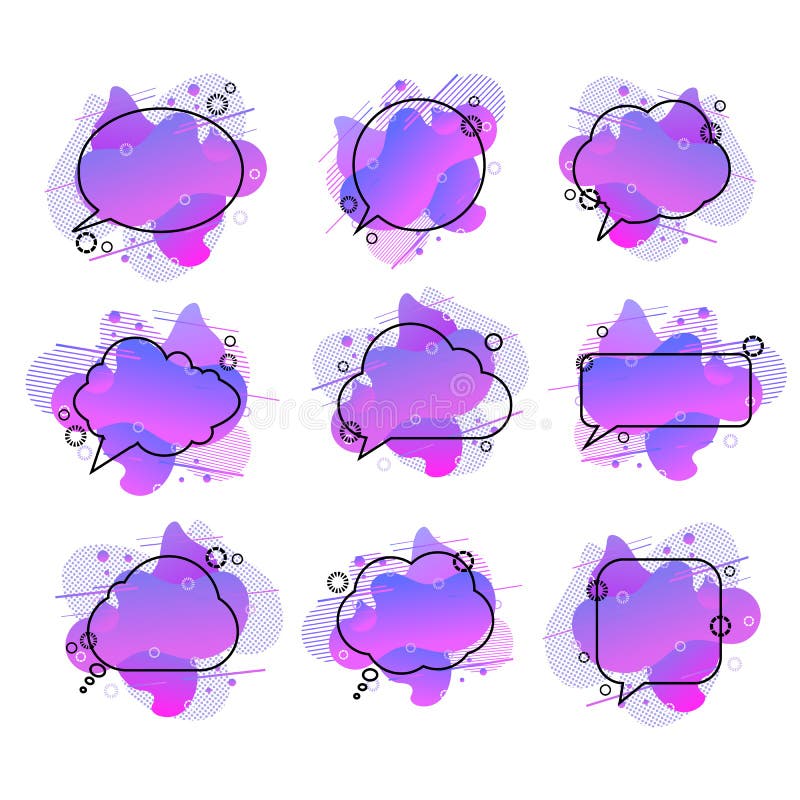 Vector Set of Colorful Purple Blue Abstract Talk Bubbles with Liquid ...