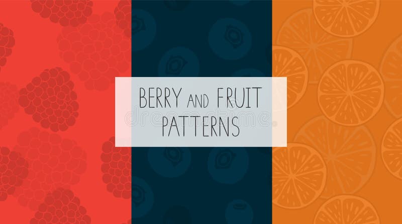 Vector Set of Colorful Seamless Patterns with Raspberry, Orange ...