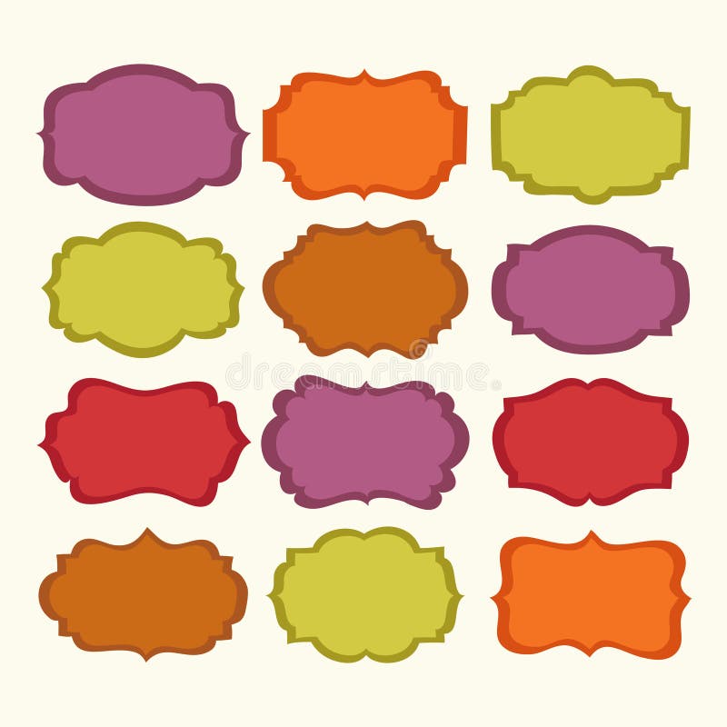 Vector Set Colorful Vintage Labels and Frames. Vector Illustration ...