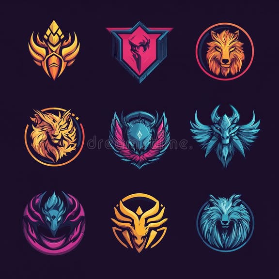 Vector Set of Colorful Wild Animals Logos, Emblems and Design Elements ...