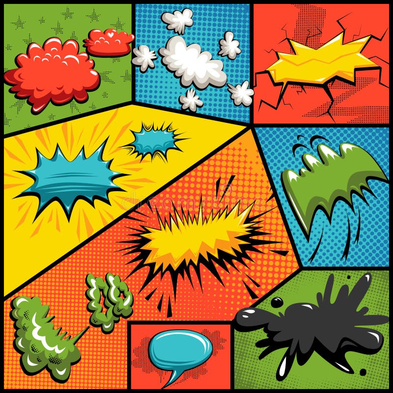 Vector Set of Comics Explosion Bubbles Stock Vector - Illustration of ...