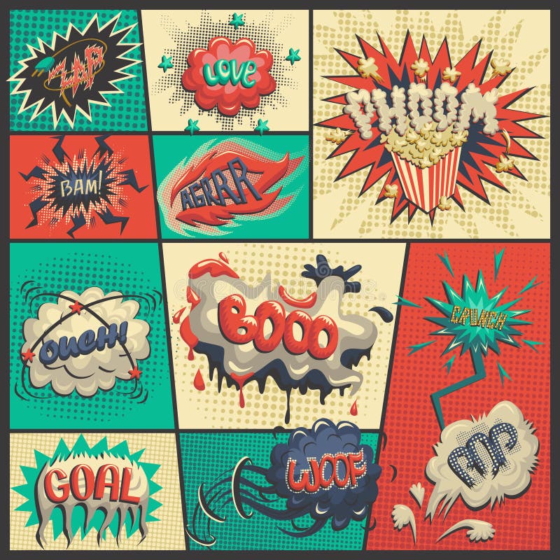 Vector set of comics icons stock vector. Illustration of humour - 80244751