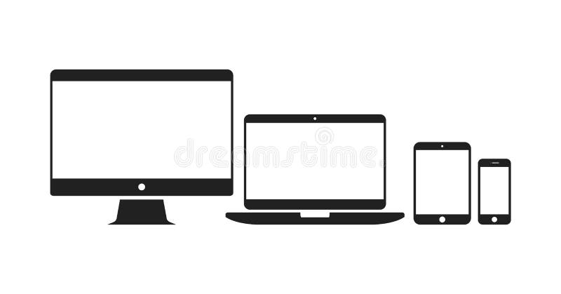Set of Computer, Laptop, Tablet and Smartphone Icons. Vector ...