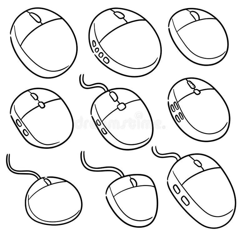 Vector Set of Computer Mouses Stock Vector - Illustration of black ...