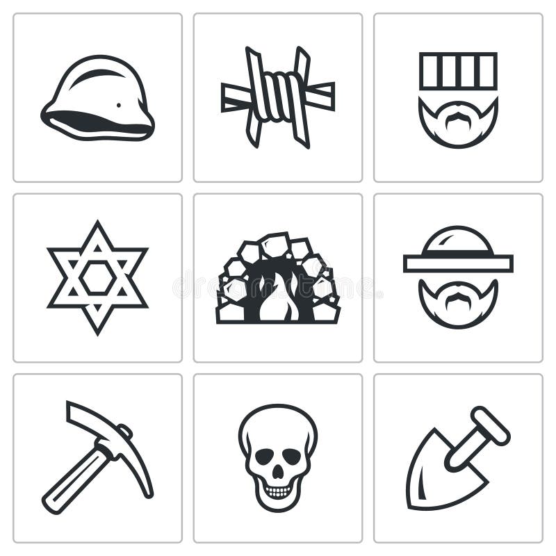 Vector Set of Concentration Camp Icons. Stock Vector - Illustration of ...