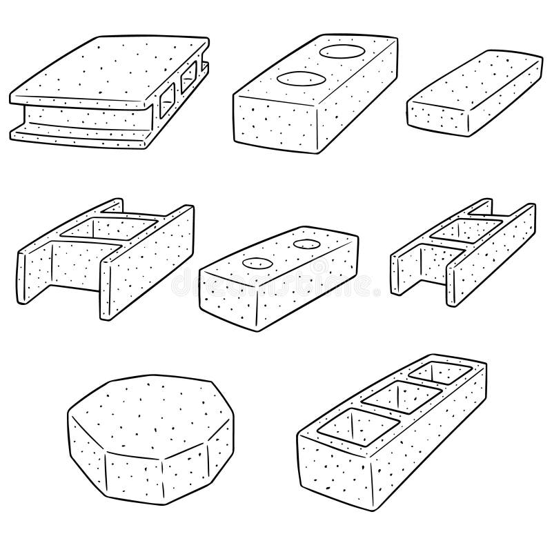 Vector Set of Concrete Construction Block Stock Vector - Illustration ...