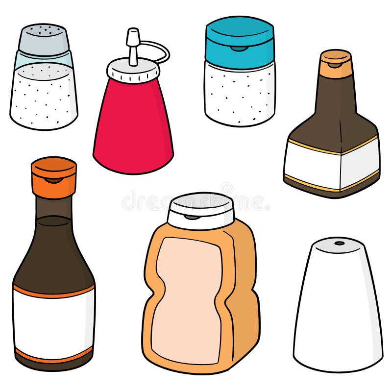 Vector Set of Condiment Bottles Stock Vector - Illustration of mustard ...