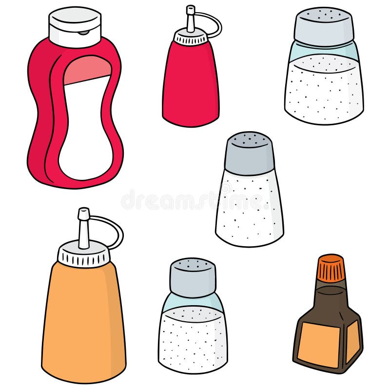 Vector Set of Condiment Bottles Stock Vector - Illustration of cook ...