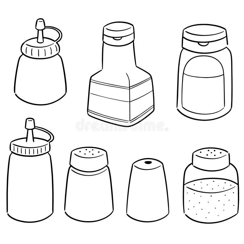 Vector Set of Condiment Bottles Stock Vector - Illustration of cook ...