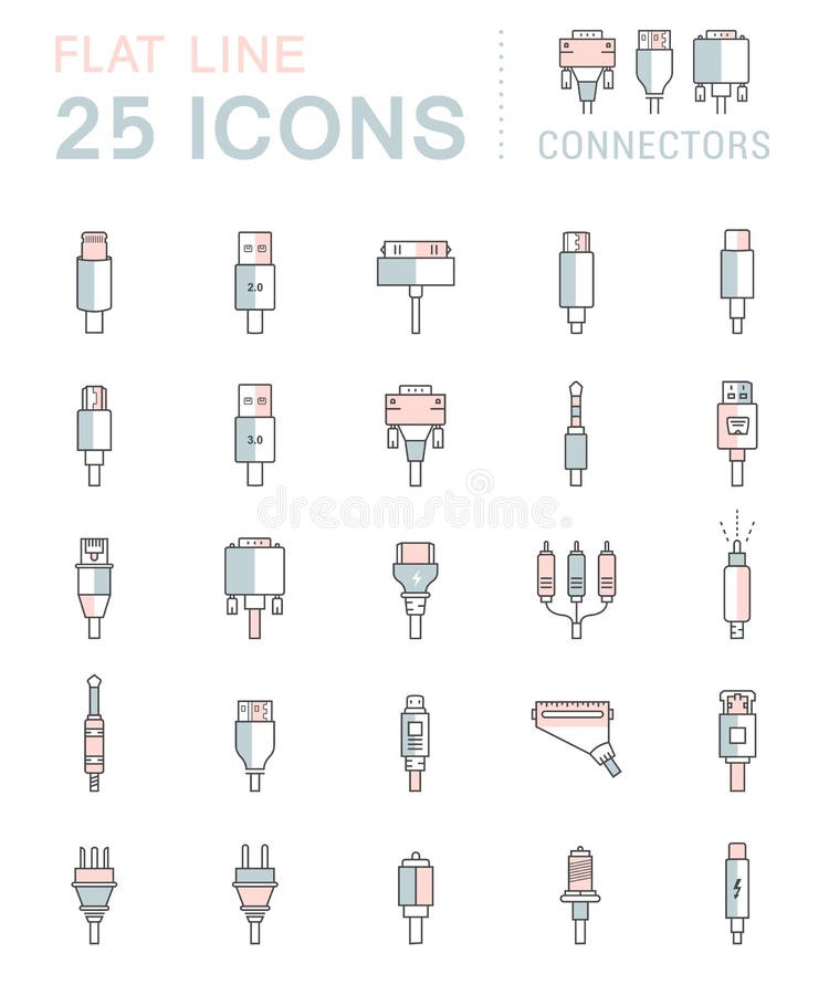 Vector Set Connectors for PC and Mobile Devices Stock Illustration ...