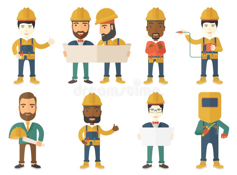 Vector Set of Constructors and Builders Characters Stock Vector ...
