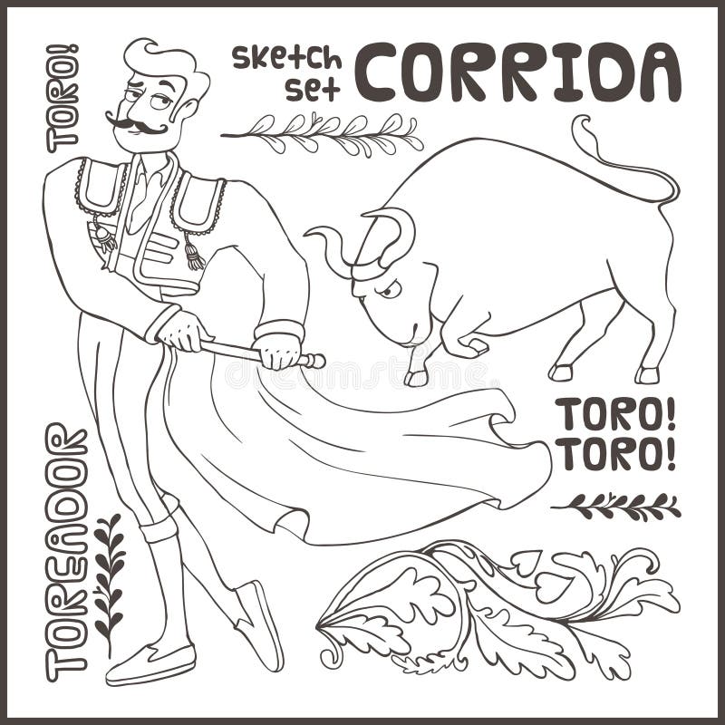 Vector set. Corrida. stock vector. Illustration of ornament - 79872717