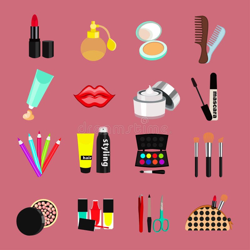 Vector Set of Cosmetic Products. Multicolored Elements To Create a Make ...