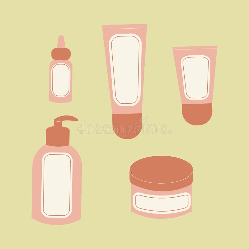 Vector Set of Cosmetics in Flat Style Stock Vector - Illustration of ...