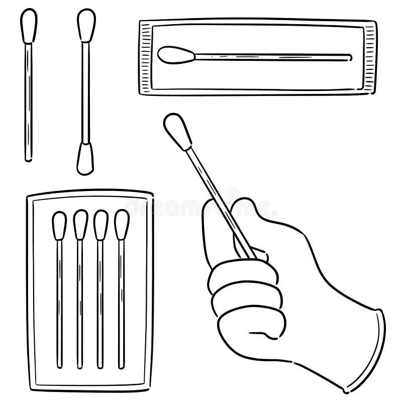 Vector set of cotton swab stock vector. Illustration of hand - 186161020