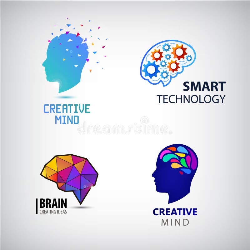 Vector Set of Creative Mind, Brainstorm, Smart Technologies Logos Stock Vector - Illustration of ...