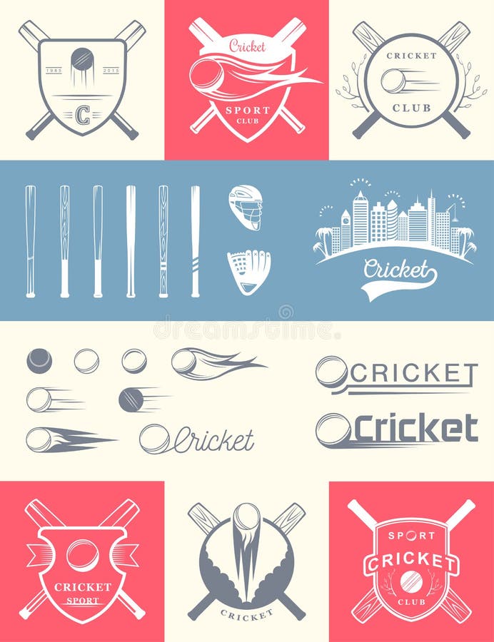 Set of Vintage Cricket Logos and Badges. Stock Illustration ...