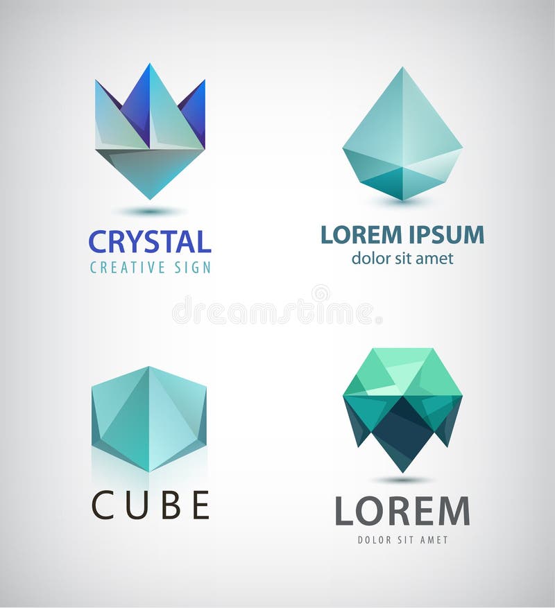 Vector Set of Crystal Faceted Abstract Logo Stock Vector - Illustration ...