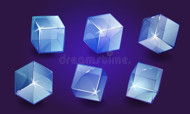 Vector Set of Crystal Glass Cubes Stock Vector - Illustration of ...