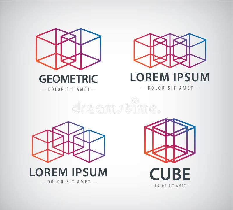 Vector Set of Cube Construction Logos, Icons Stock Vector ...