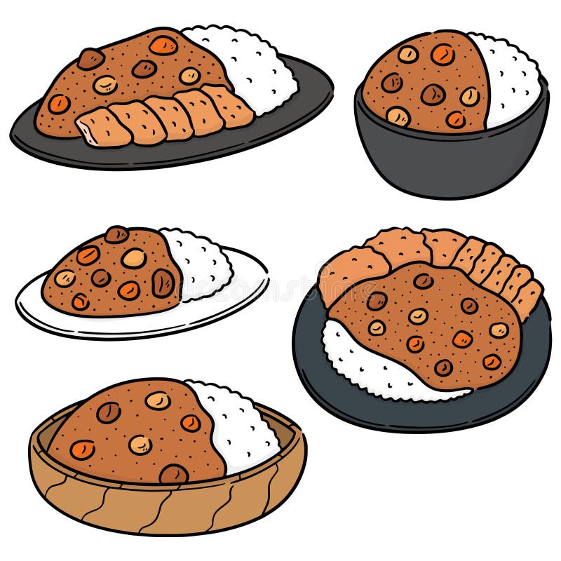 Vector set of curry rice stock vector. Illustration of carrot - 117623411