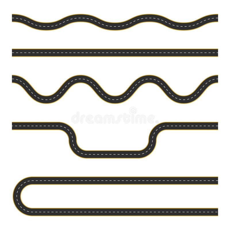 Vector set of curved roads stock vector. Illustration of pathway ...