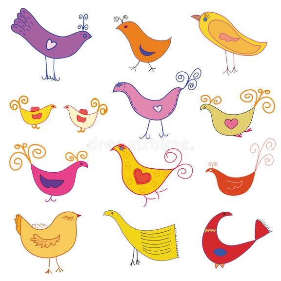 Cute Color Vector Birds Icons Collection Stock Illustrations – 151 Cute ...