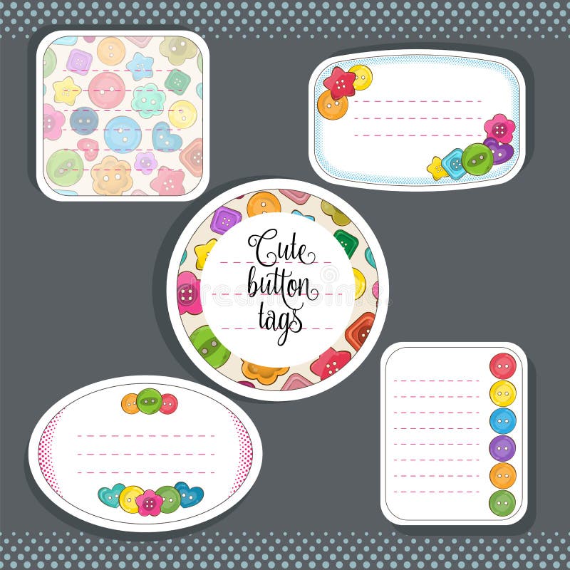 Vector Set of Cute Bright Colorful Buttons Tags and Stickers Stock ...