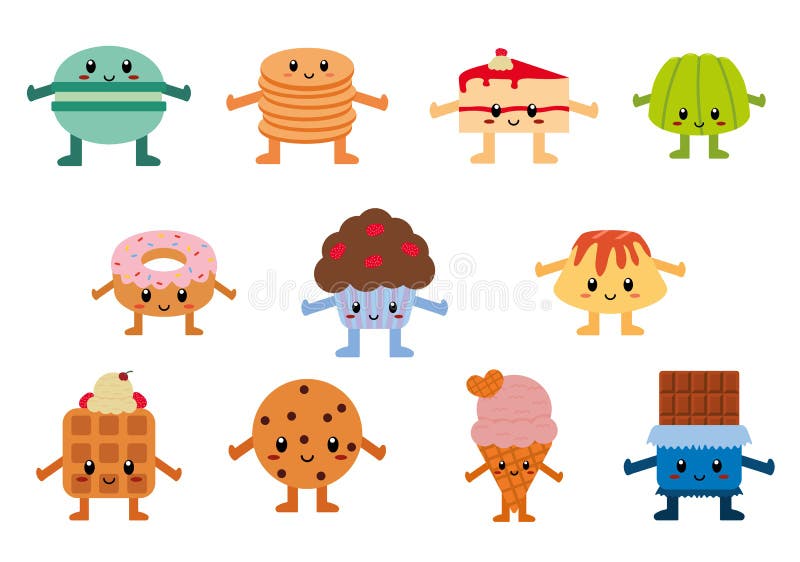 Vector Set of Cute Cartoon Sweet Isolated Stock Illustration ...