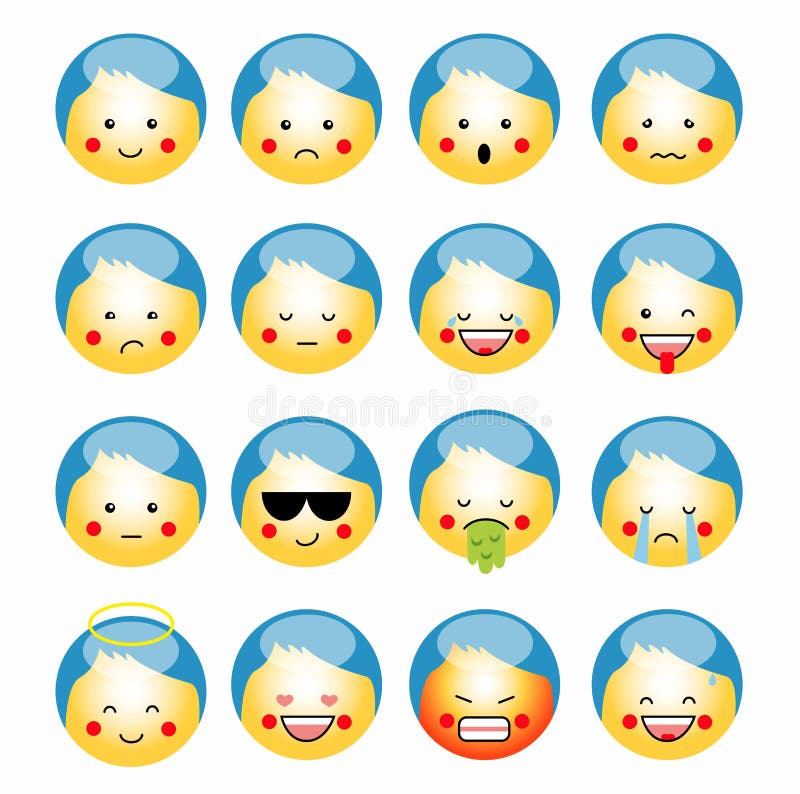 Vector Set of Cute Smile-balls. Vector , Isolated, Emoticon. Stock ...