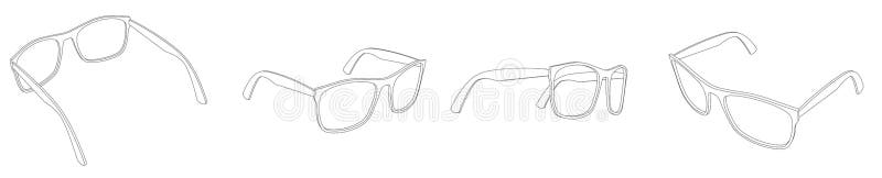 Vector Set of 3d Glasses Spectacles Line Art Stock Vector ...
