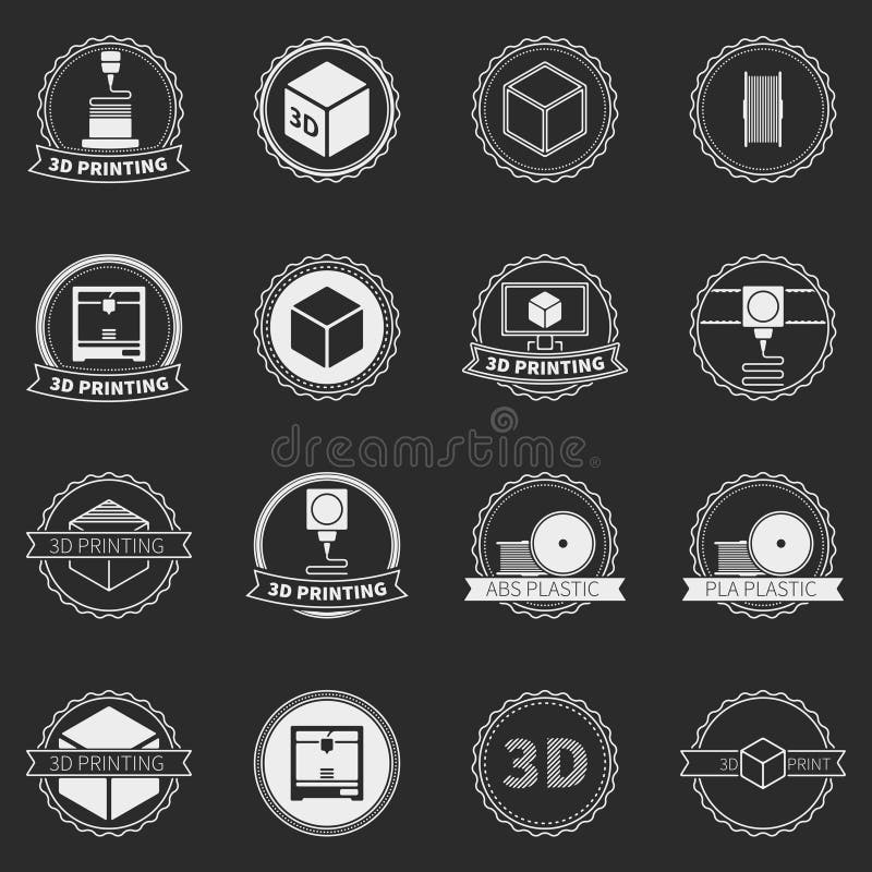 Vector Set of 3D Printer Logos or Icons Stock Illustration ...